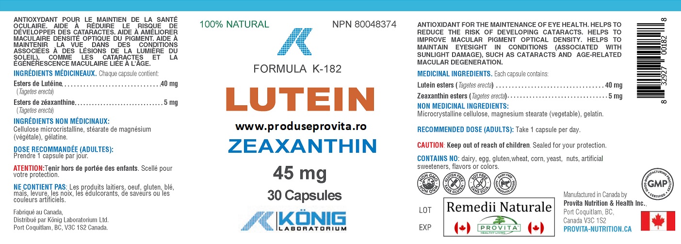 Luteina Forte Cu Zeaxantina - 45 Mg - 30 Capsule | Produse Provita ...
